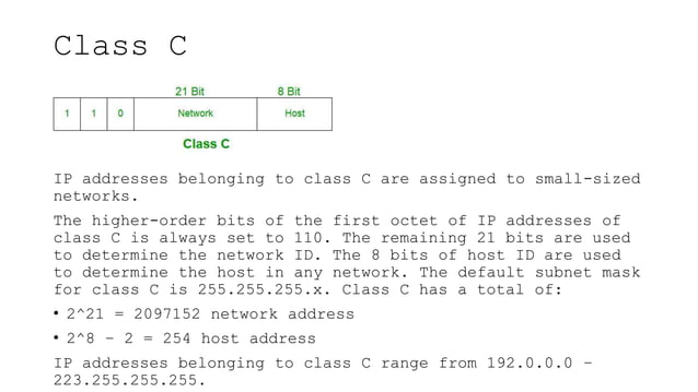 Classes, NetId and HostId in Classful Addressing | PPTX | Computer Networking | Computing