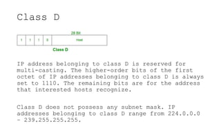 Classes, NetId and HostId in Classful Addressing | PPTX