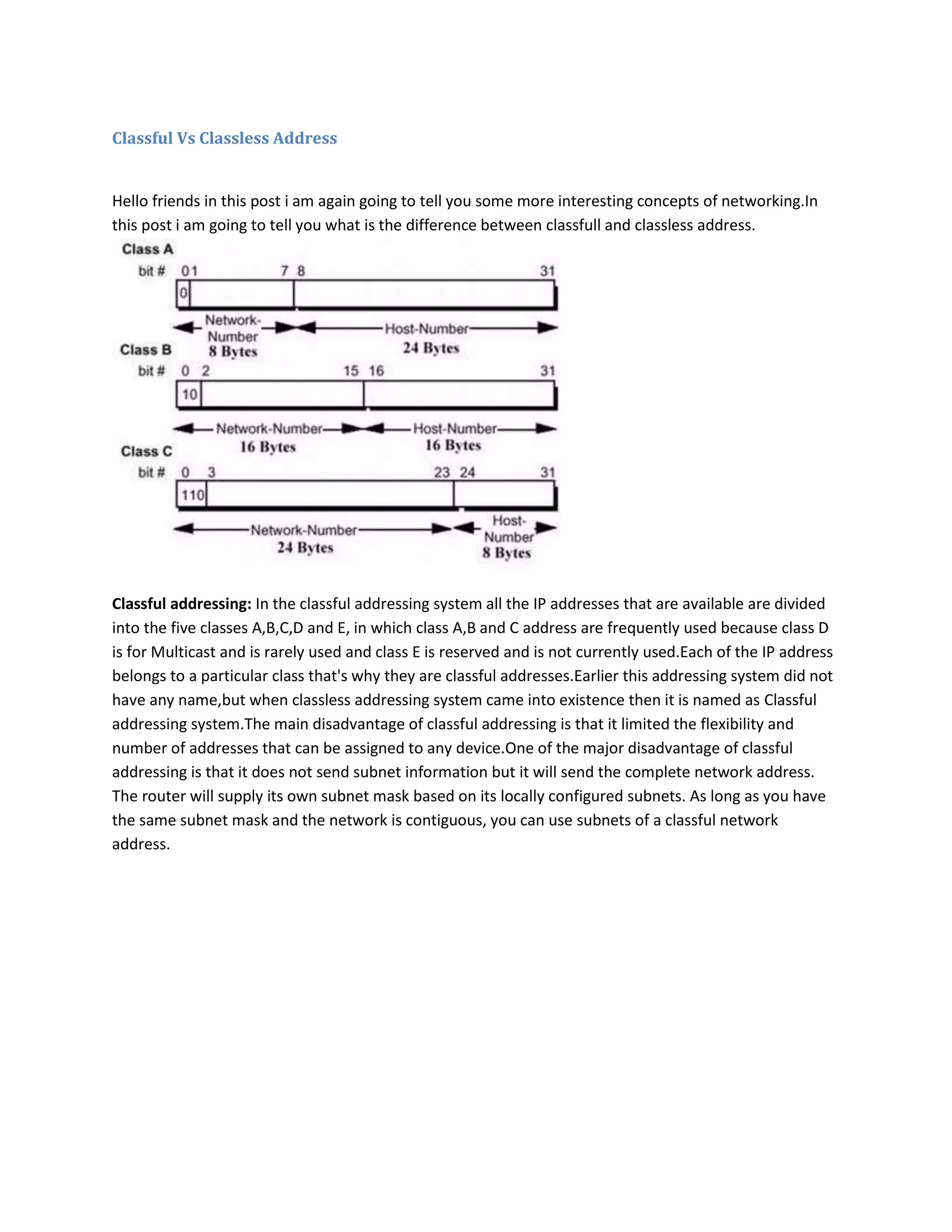 Classful and classless addressing | PDF Classful and classless addressing | PDF