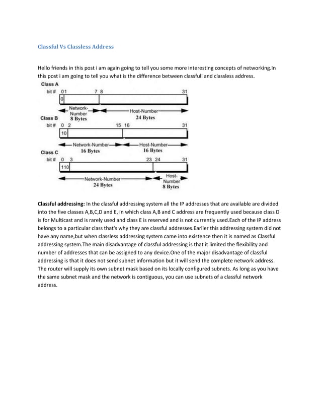 Classful and classless addressing | PDF Classful and classless addressing | PDF