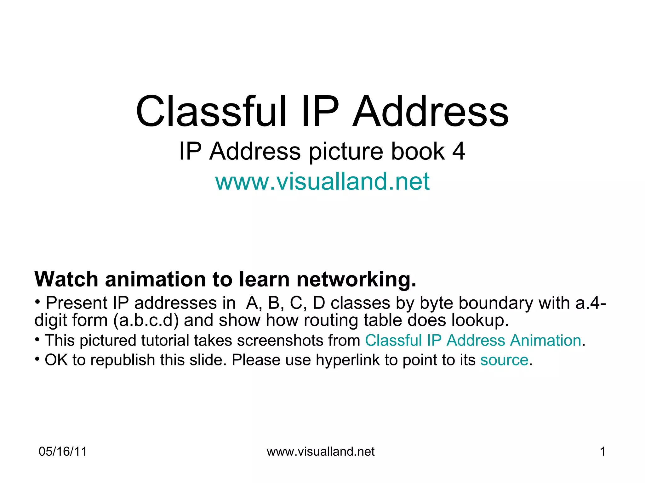 Classful ip address (ip address picture book 4 from visual land animations) | PPT