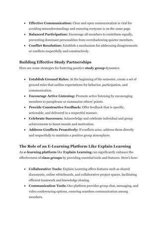 Class Group Dynamics Building Effective Study Partnerships | PDF