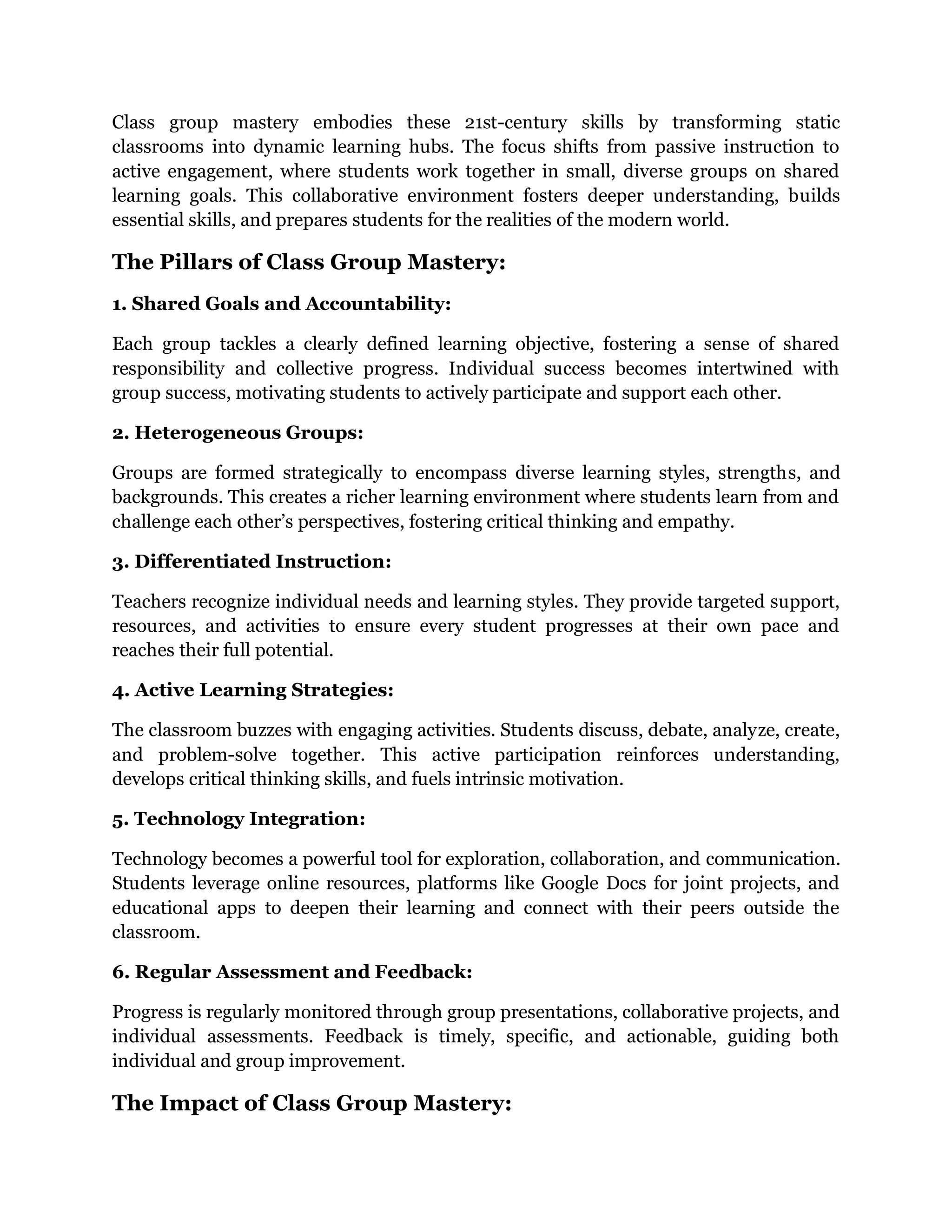 Class Group Mastery Adapting to 21st Century Learning | PDF