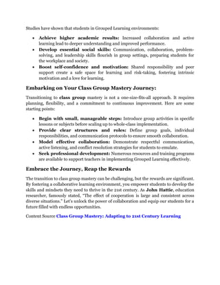Class Group Mastery Adapting to 21st Century Learning | PDF