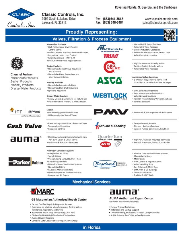 Classic Controls Florida Linecard | PDF