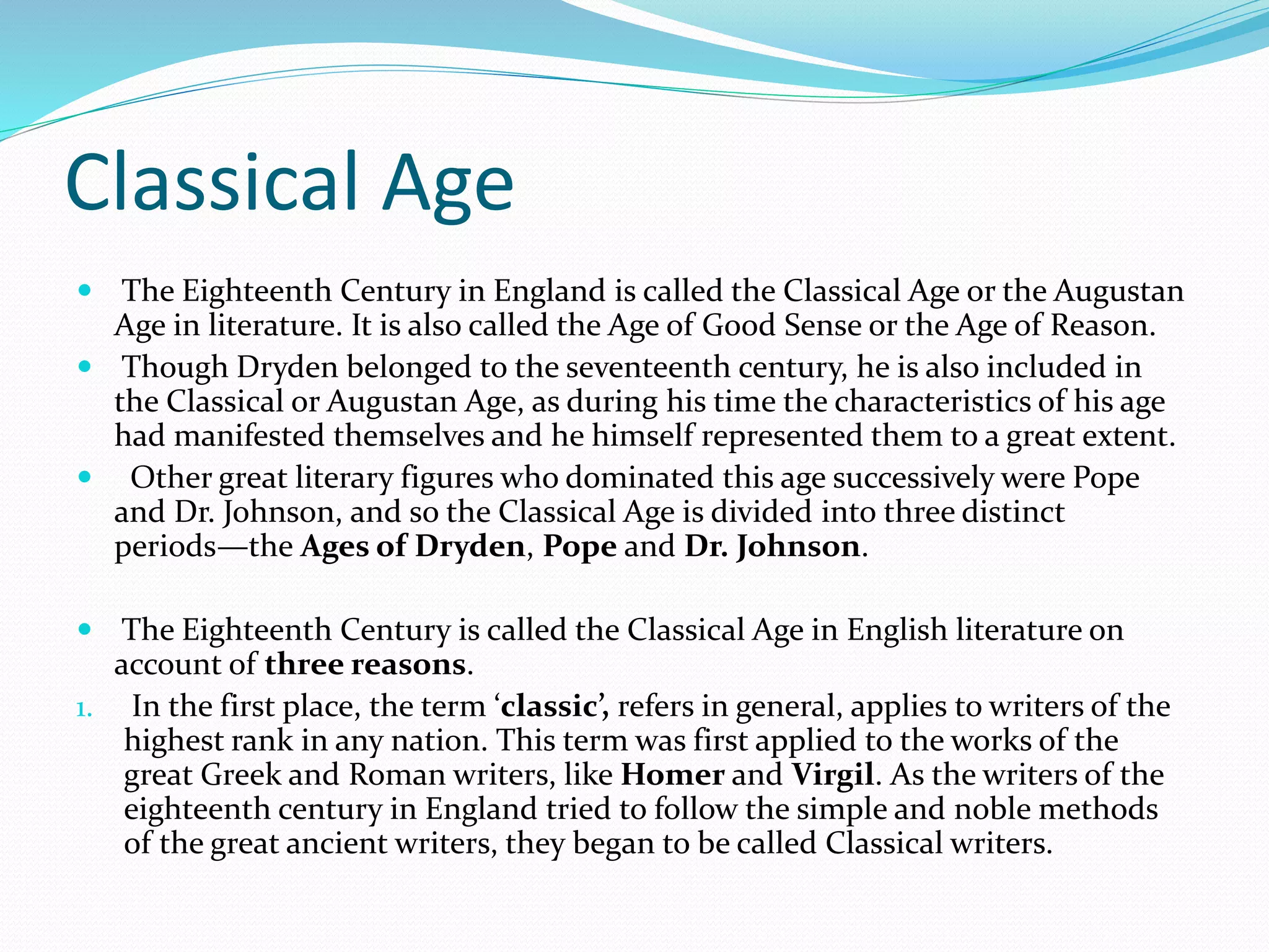 Classical age in English Literature | PPTX
