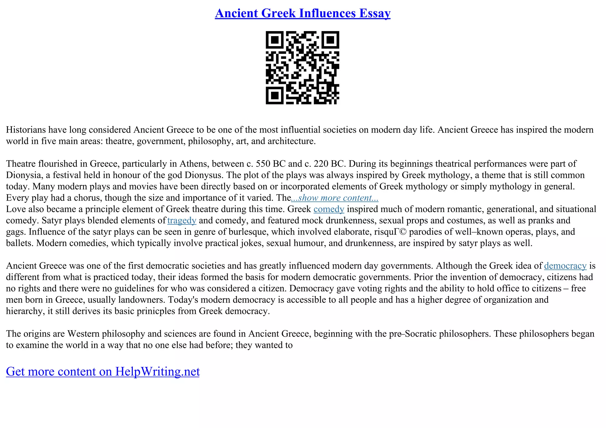 Classical Ancient Greece Essay Examples | PPT