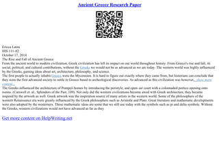 Classical Ancient Greece Essay Examples | PPT