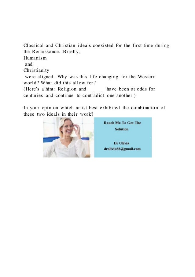 Classical and Christian ideals coexisted for the first time duri | DOCX