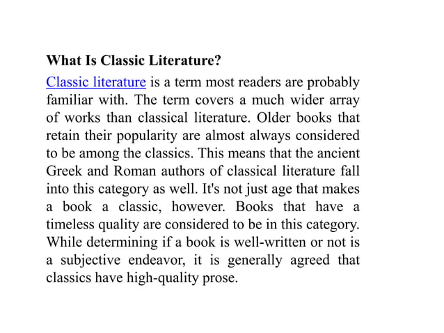 Classical and classic literature | PPTX
