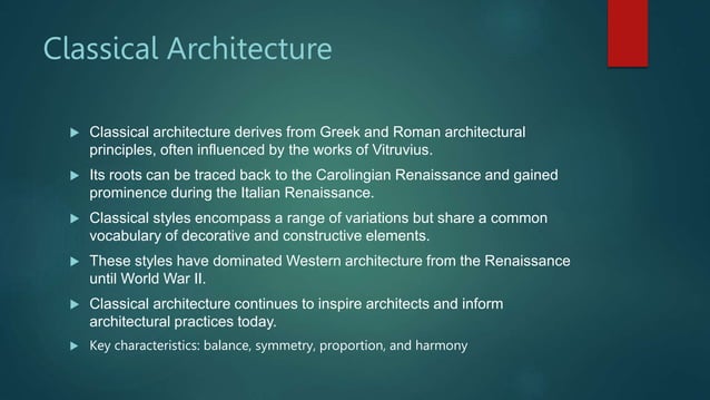 evolution of architectural styles from classical | PPT