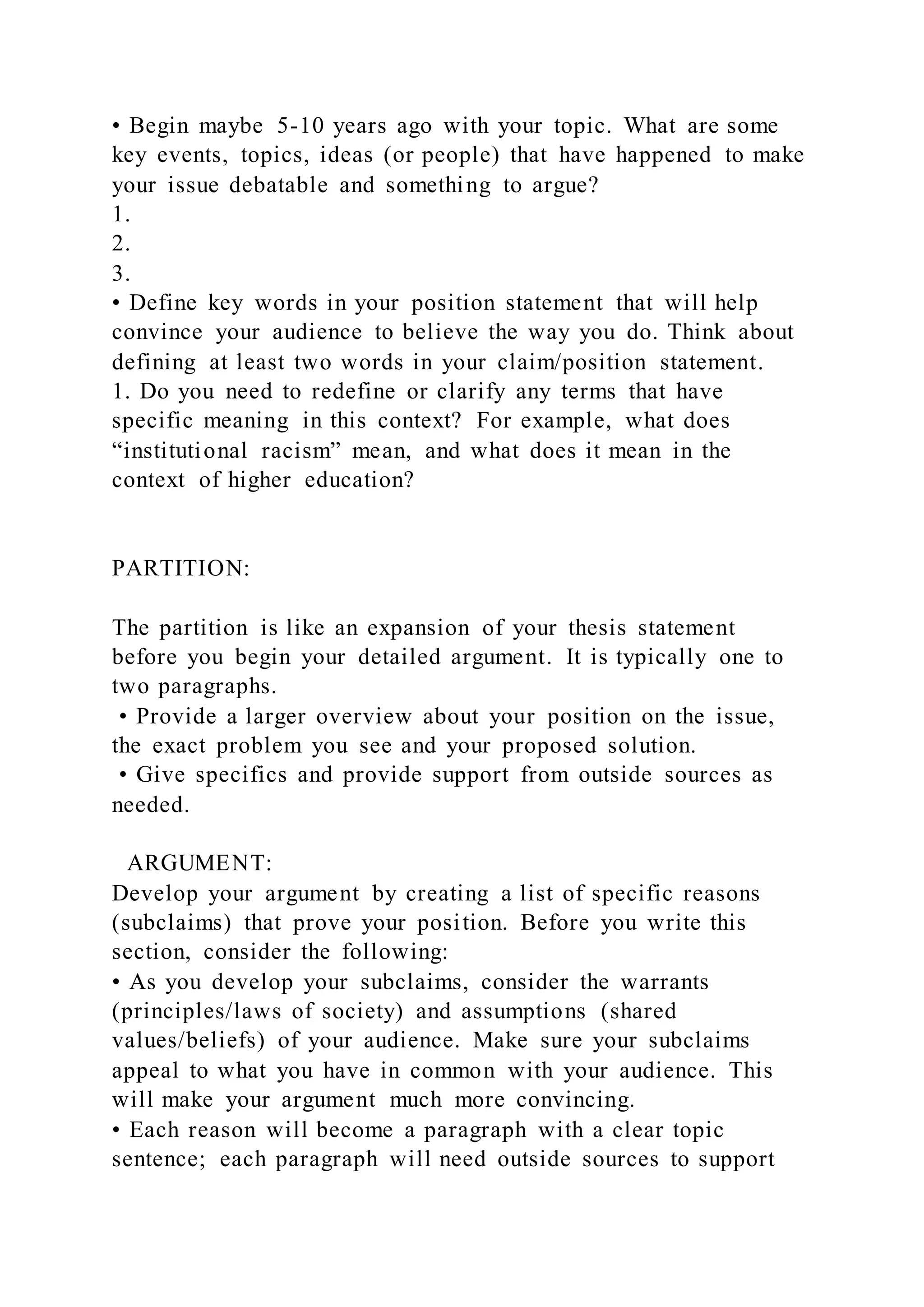 Classical Argument Outline RHETORICAL SITUATION Purpose Co | DOCX