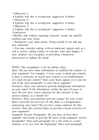 Classical Argument Outline RHETORICAL SITUATION Purpose Co | DOCX