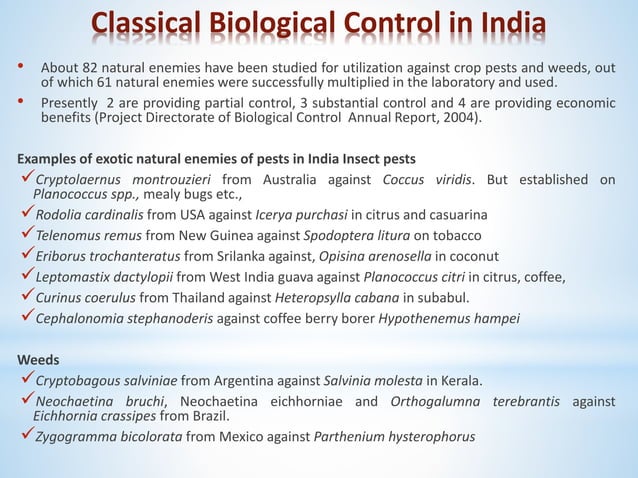 Classical biological control | PPTX | Agriculture | Industries
