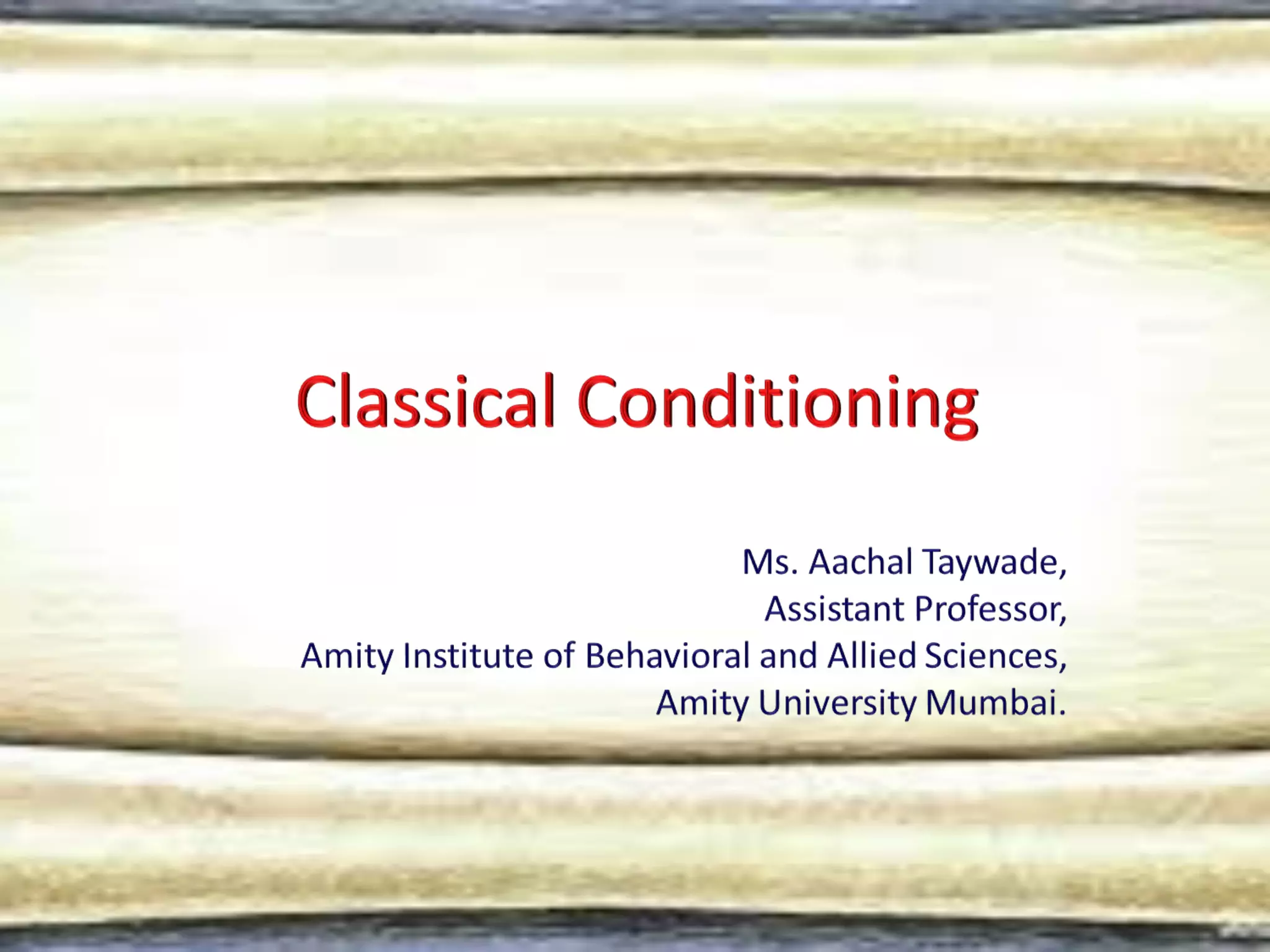 Classical conditioning | PPS