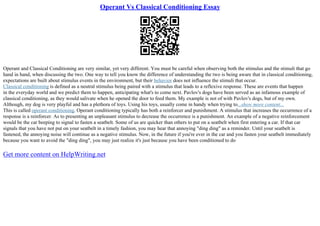 Classical COnditioning Essays | PPT