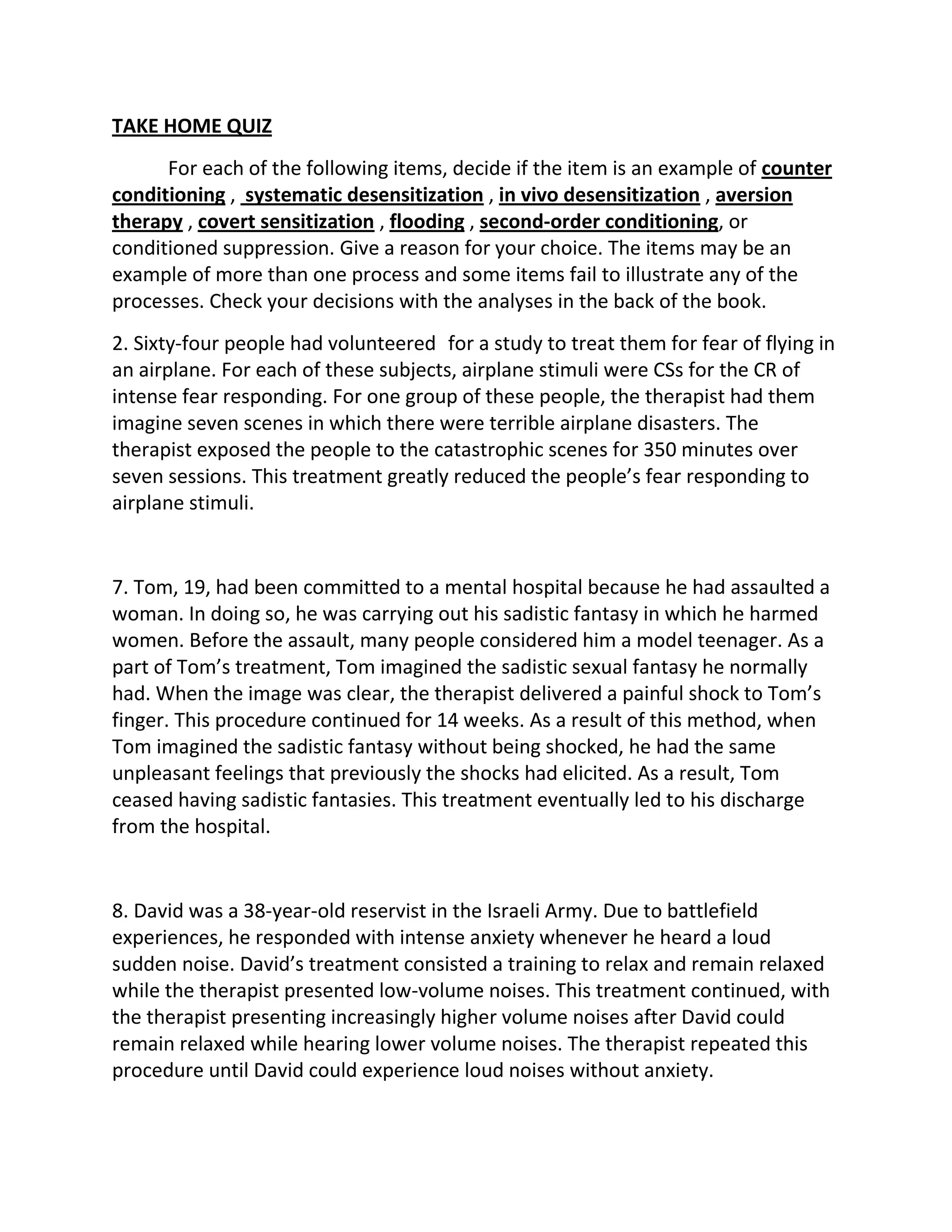 Classical conditioning techniques | DOCX | Physical Therapy | Wellness