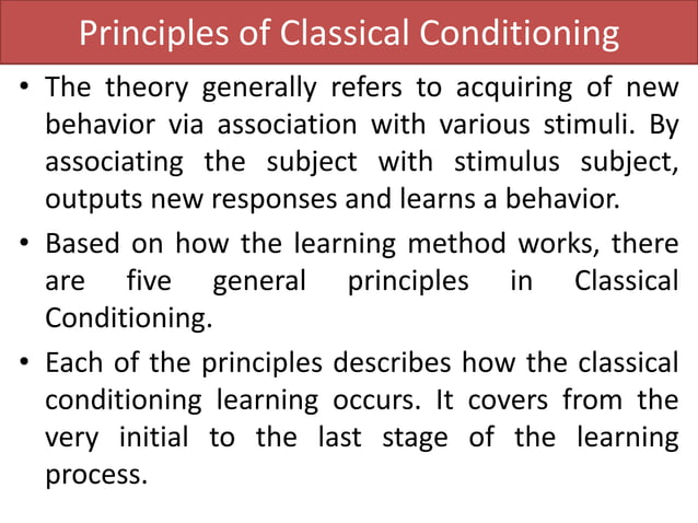 Classical conditioning theory | PPTX
