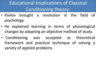 Classical conditioning theory | PPTX