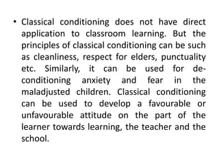 Classical conditioning theory | PPTX