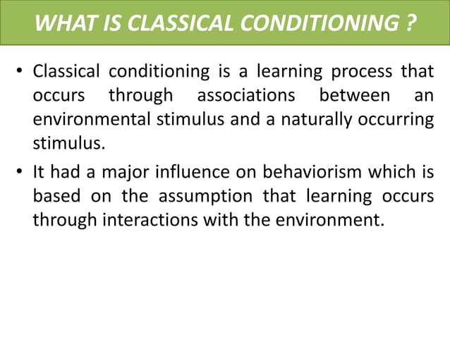 Classical conditioning theory | PPTX