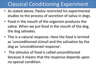 Classical conditioning theory | PPTX