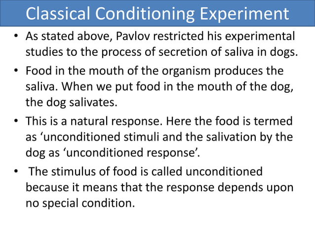 Classical conditioning theory | PPTX