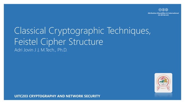 Classical Cryptographic Techniques Feistel Cipher Structure Pptx