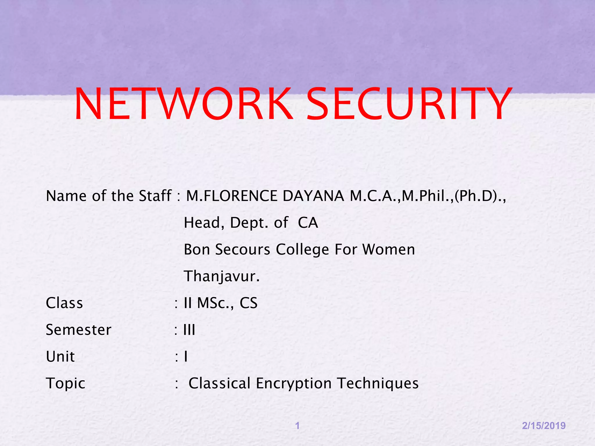 Classical encryption techniques | PDF