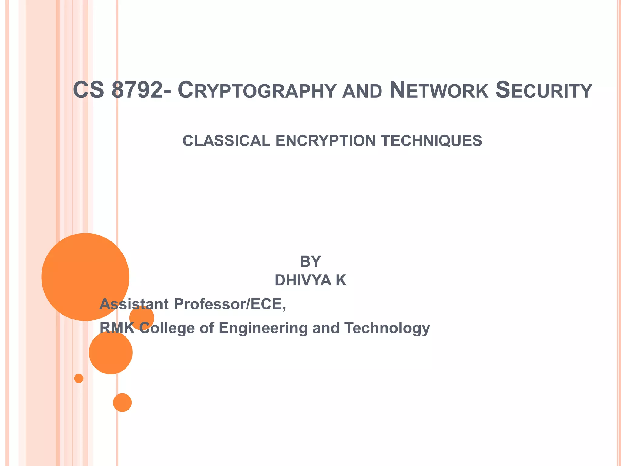 Classical encryption techniques | PPT