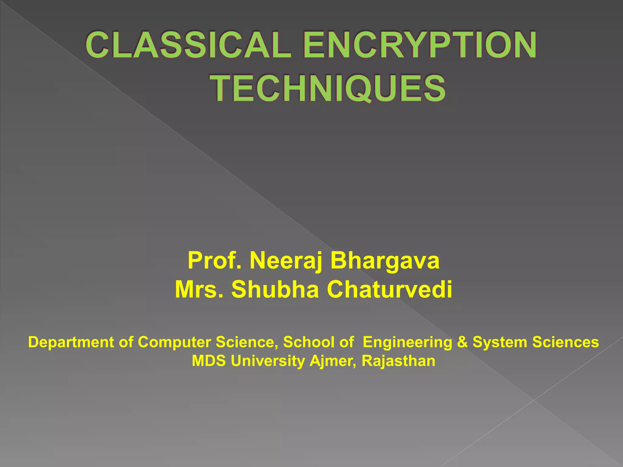 Classical encryption techniques | PPT