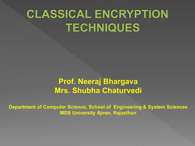 Classical encryption techniques | PPT