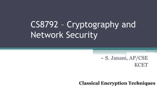 Classical Encryption Techniques | PPTX