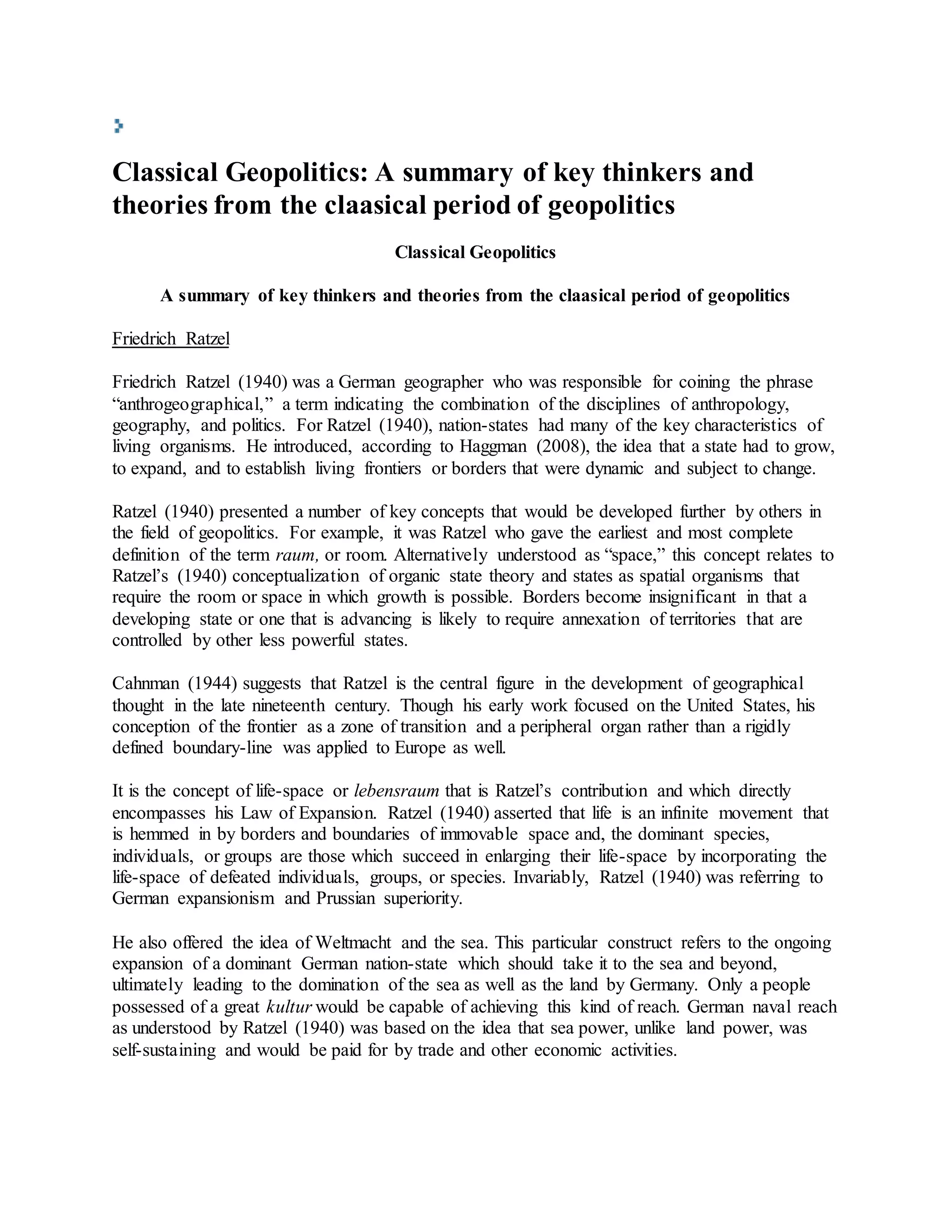 Classical geopolitics | DOCX