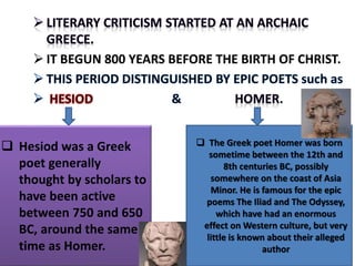 Classical literature criticism historical and background | PPSX