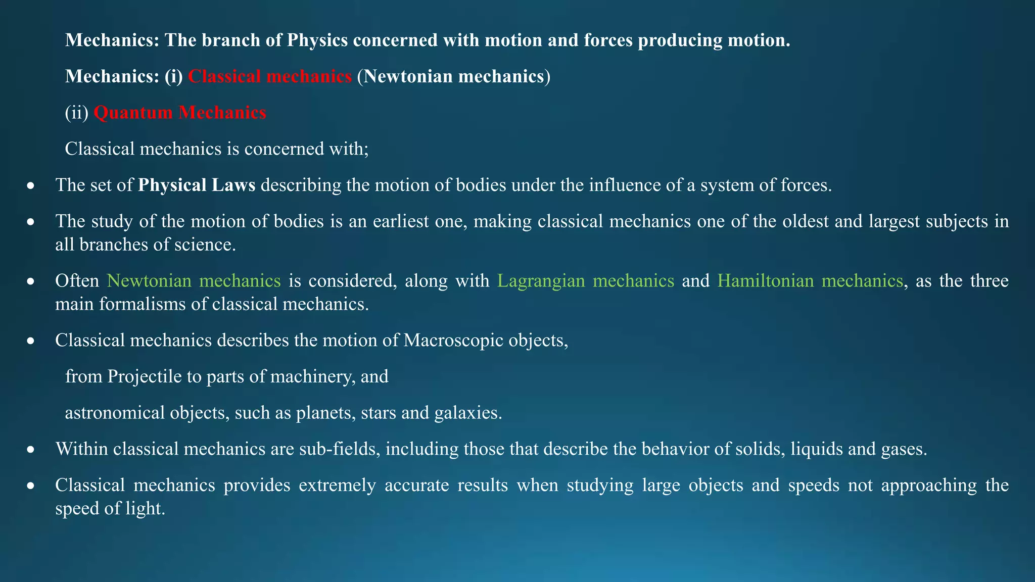 Classical mechanics introduction | PPTX