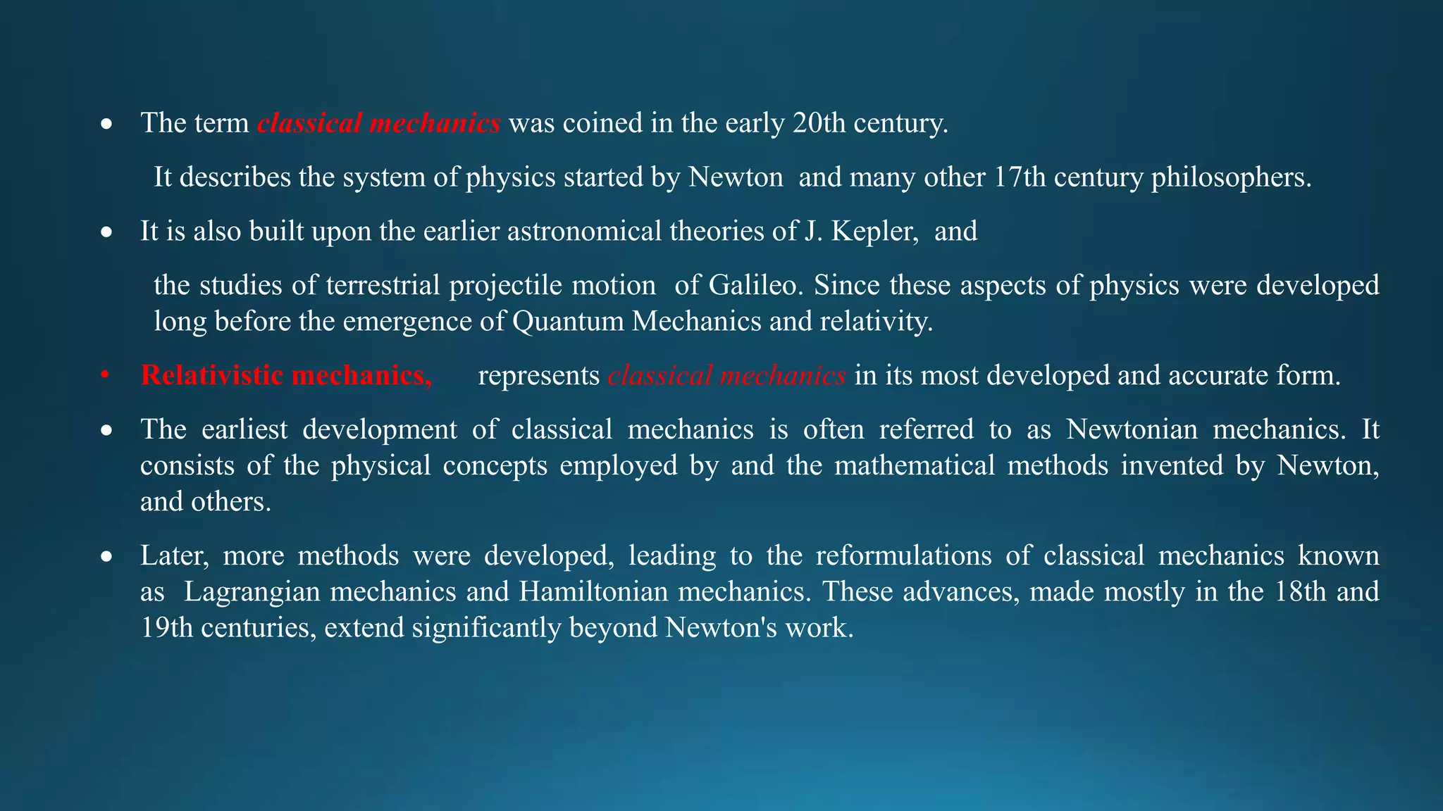 Classical mechanics introduction | PPTX