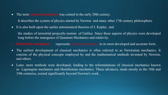 Classical mechanics introduction | PPTX | Physics | Science