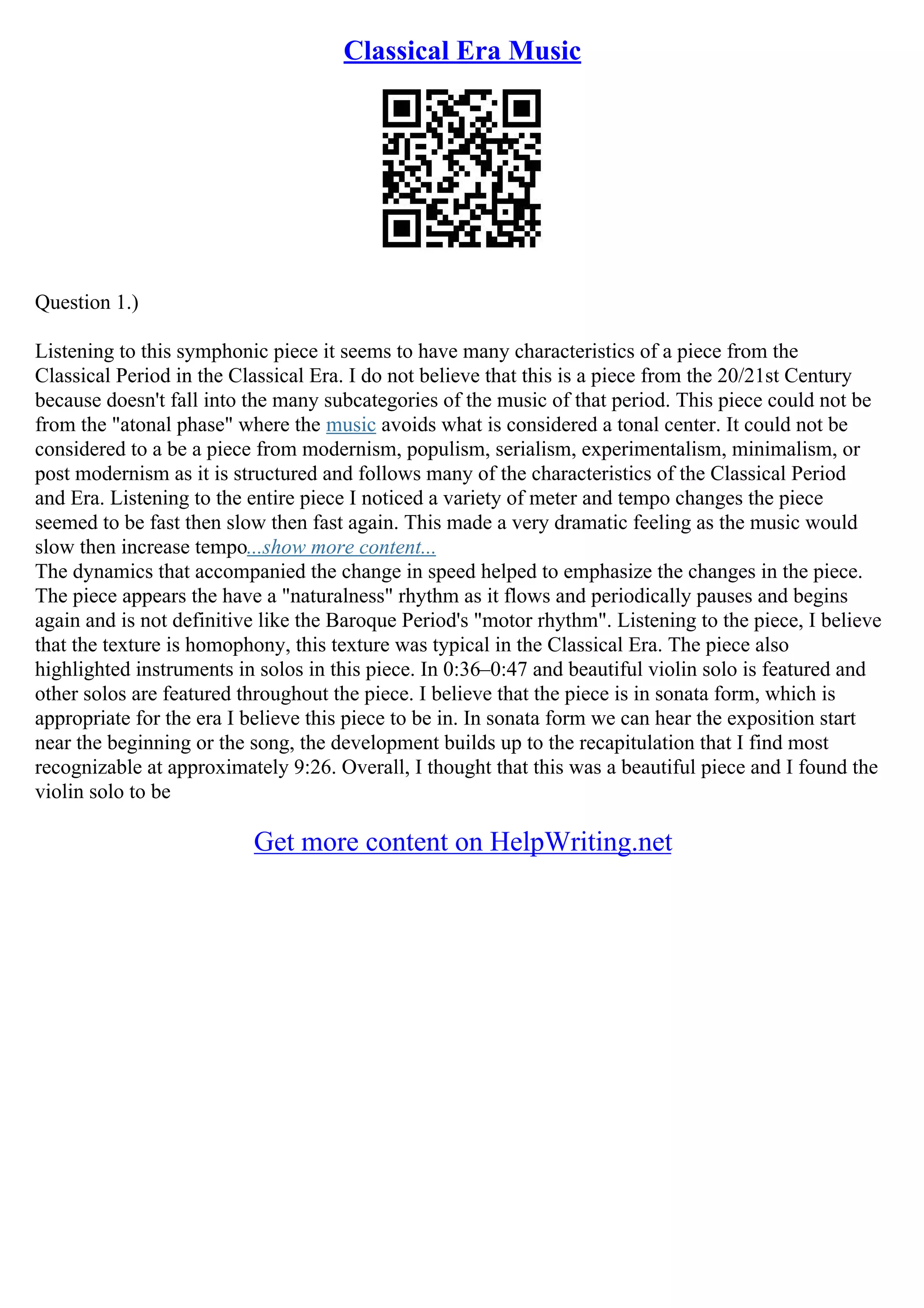 Classical Music Essay | PDF