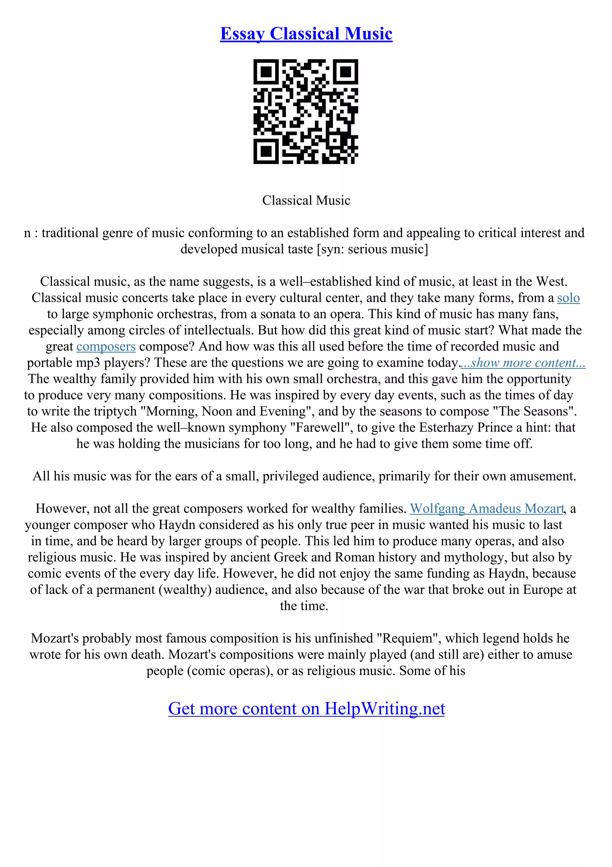 Classical Music Essay | PDF