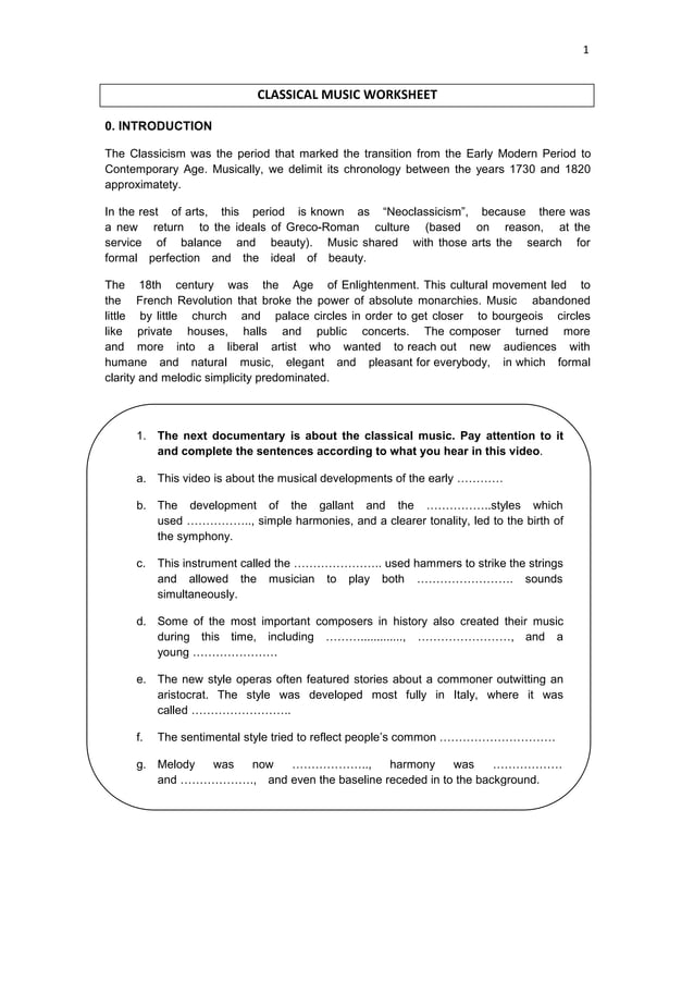 Classical music worksheet | PDF