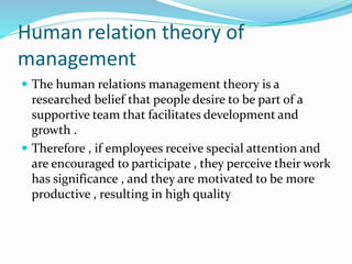 Classical & Neo classical theory of management | PPTX