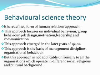 Classical & Neo classical theory of management | PPTX
