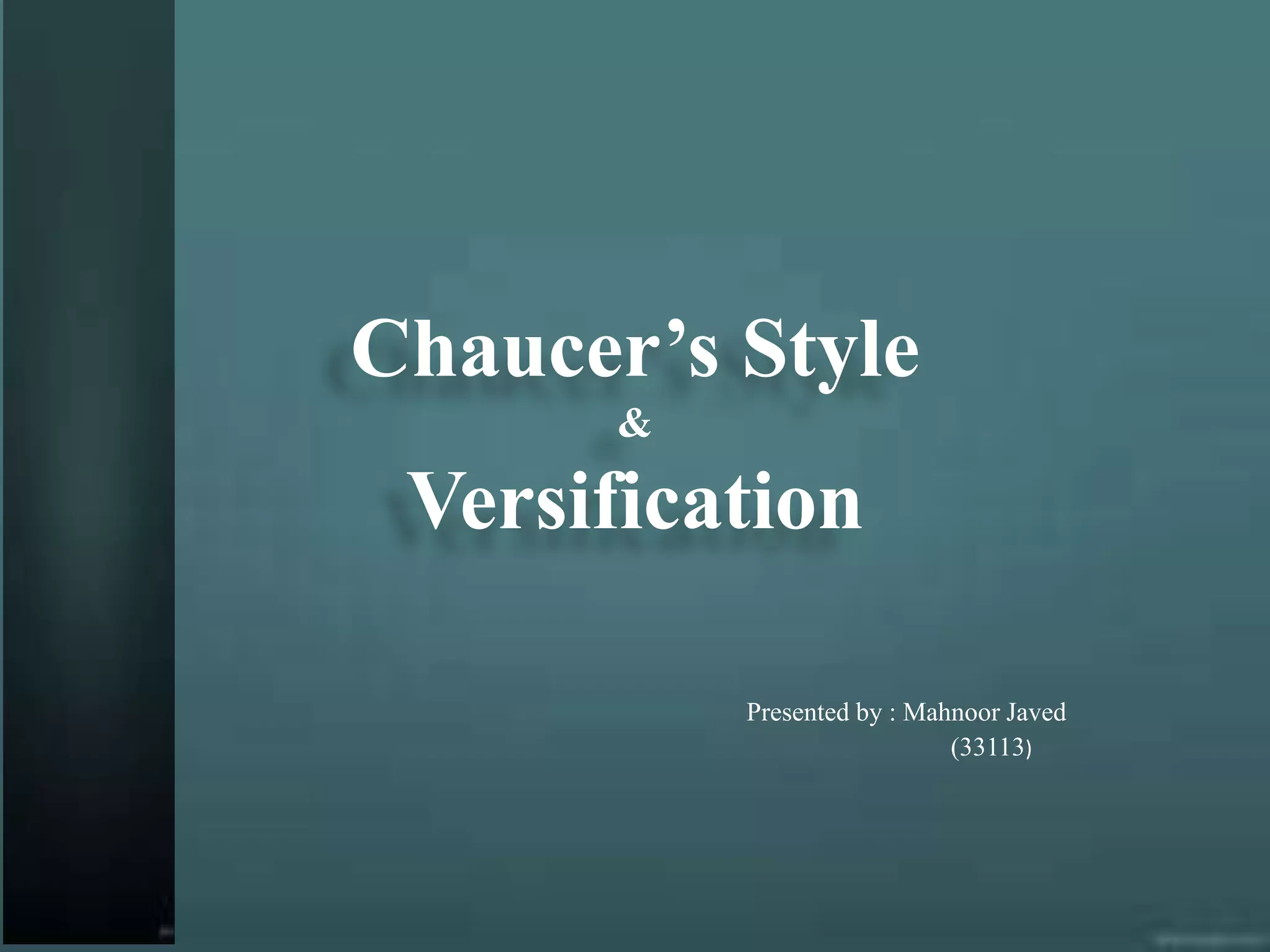 Classical poetry (Chaucer's style and versification) | PPTX
