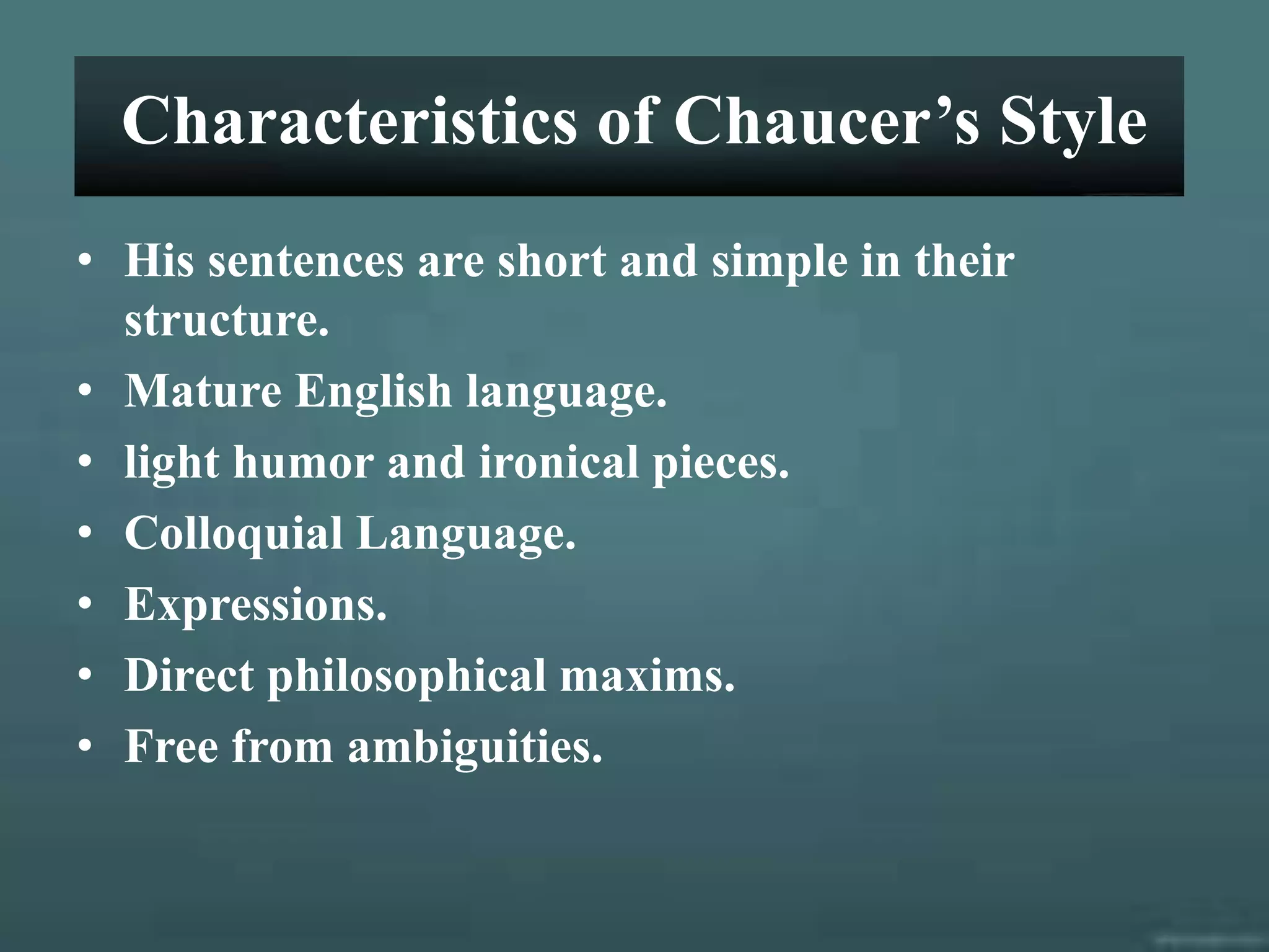 Classical poetry (Chaucer's style and versification) | PPTX