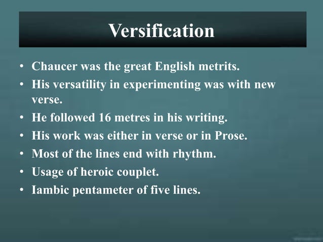 Classical poetry (Chaucer's style and versification) | PPTX
