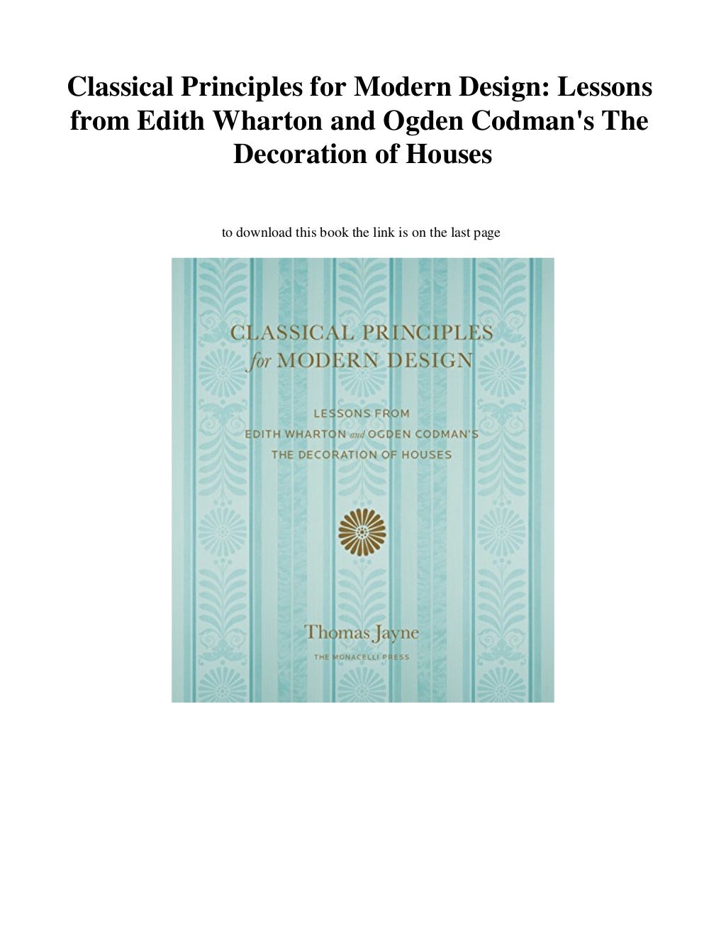 [NEW] PDF Classical Principles for Modern Design: Lessons from Edith ...