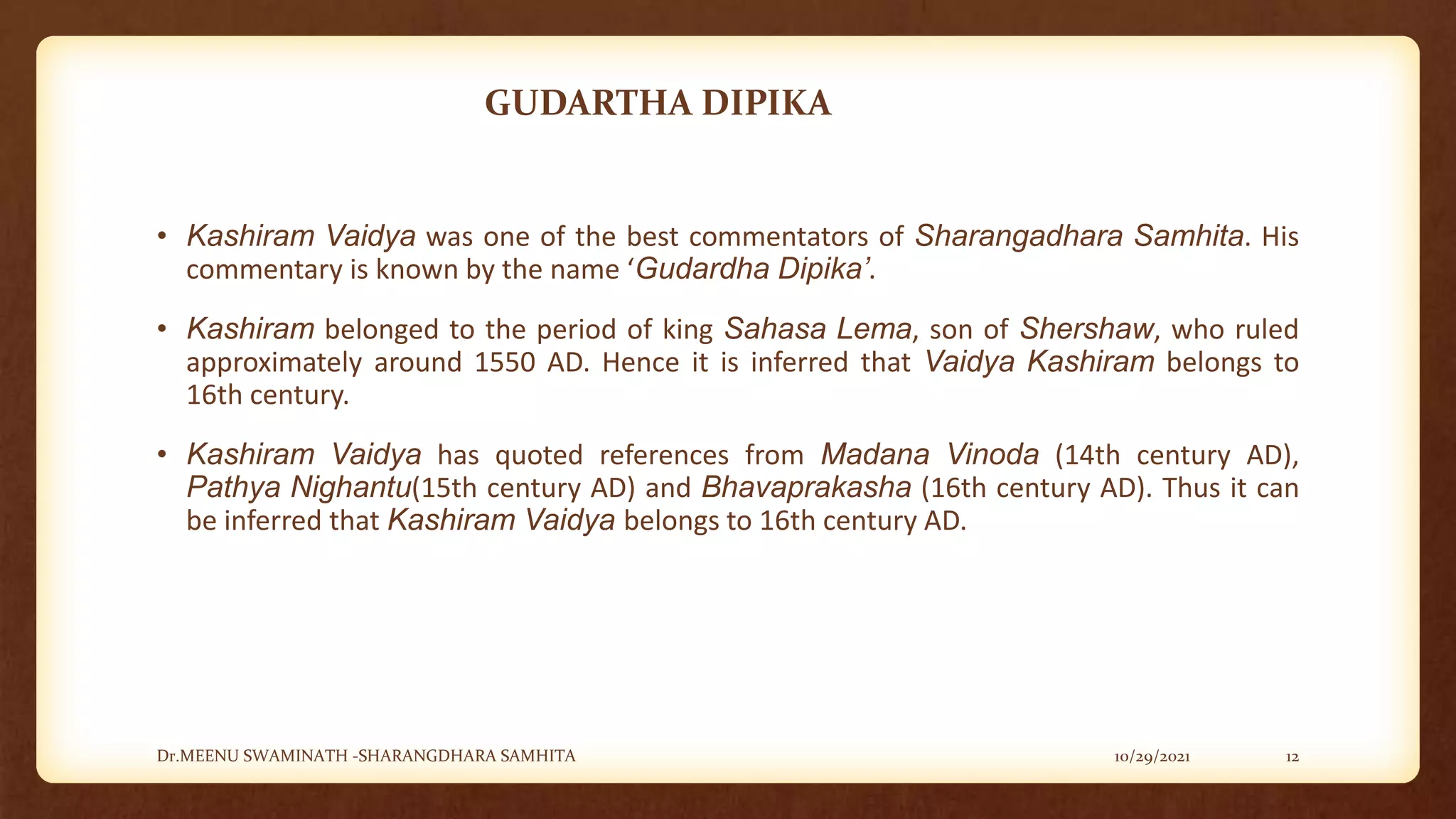 SHARANGDHARA SAMHITA-Dr.MEENU SWAMINATH | PPTX