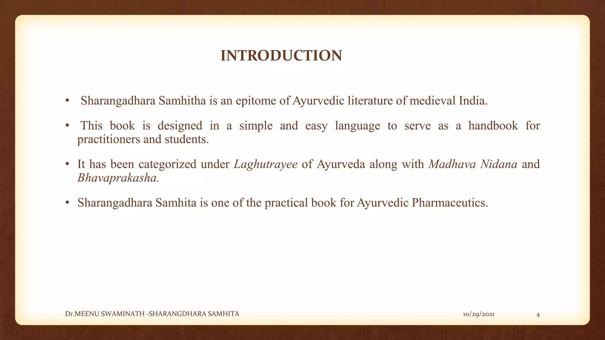 SHARANGDHARA SAMHITA-Dr.MEENU SWAMINATH | PPTX