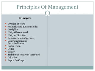 Fayol's principle of management and scientific techniques of taylor ...